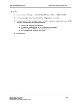 Introducción al sistema operativo unix | PDF