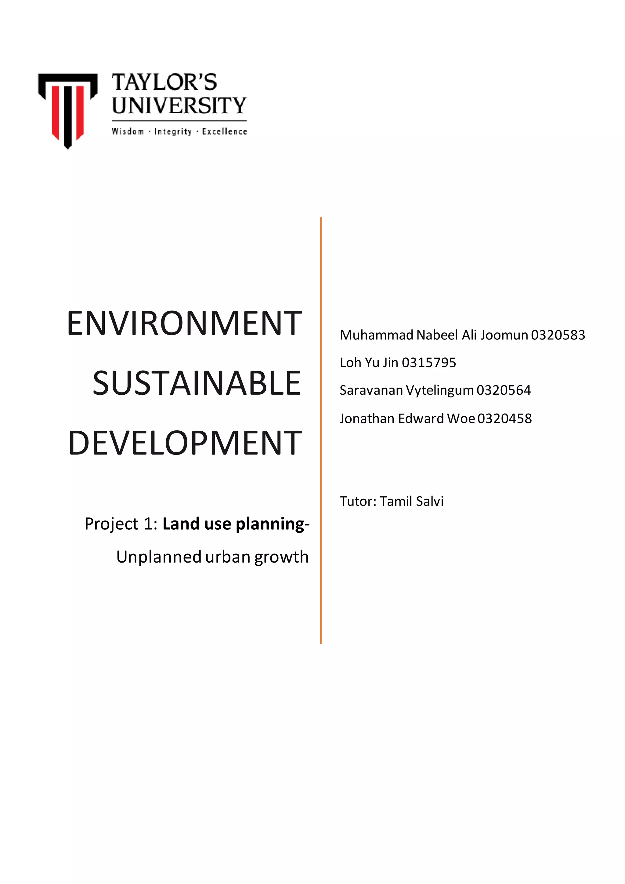 ESD report - Unplanned Urban Growth | PDF