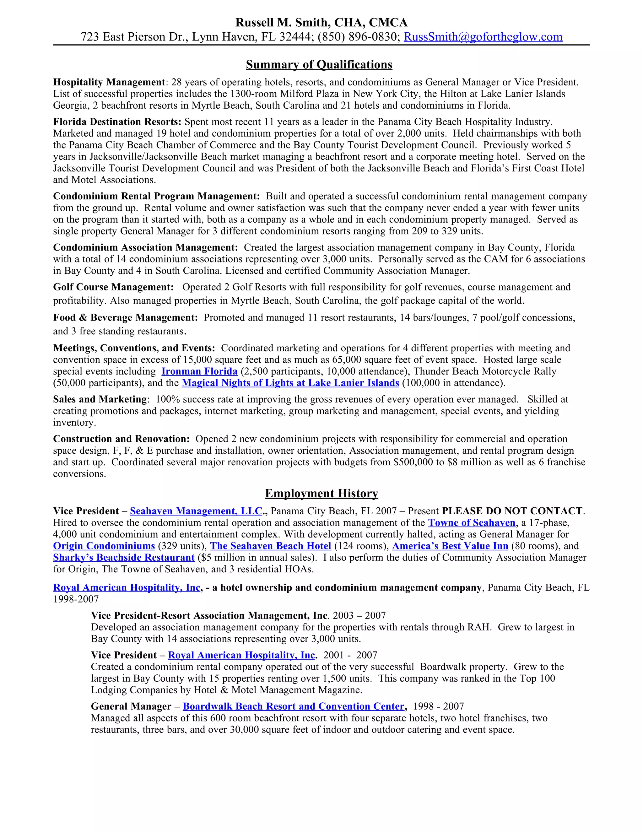 Intro And Resume Of Russ Smith | DOC