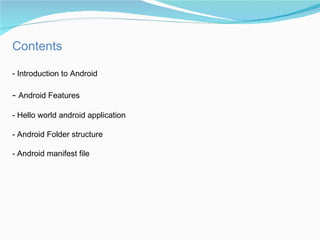 Introduction to android | PPT