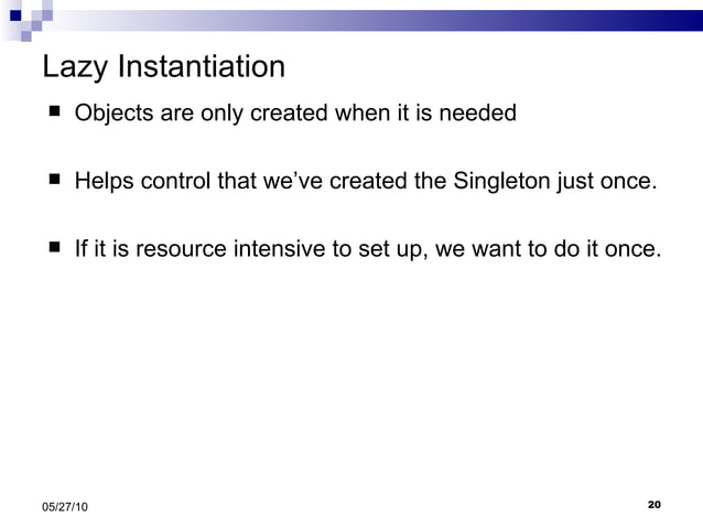 Introduction to Design Patterns and Singleton | PPT | Programming Languages | Computing