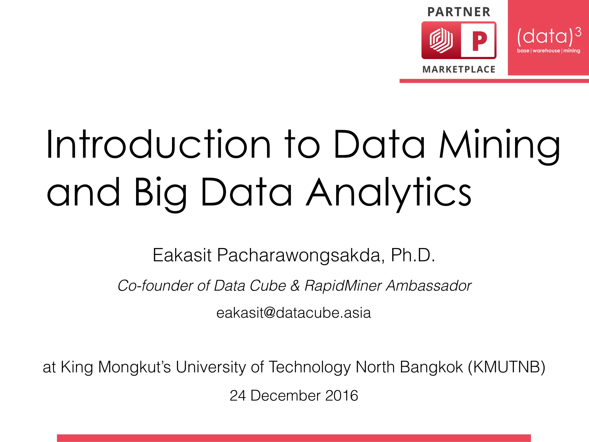 Introduction To Data Mining And Big Data Analytics Ppt