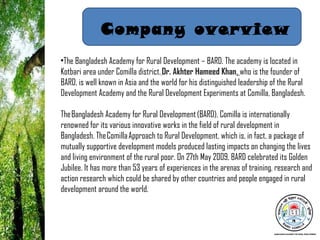 Bangladesh Academy for Rural Development (BARD), | PPT