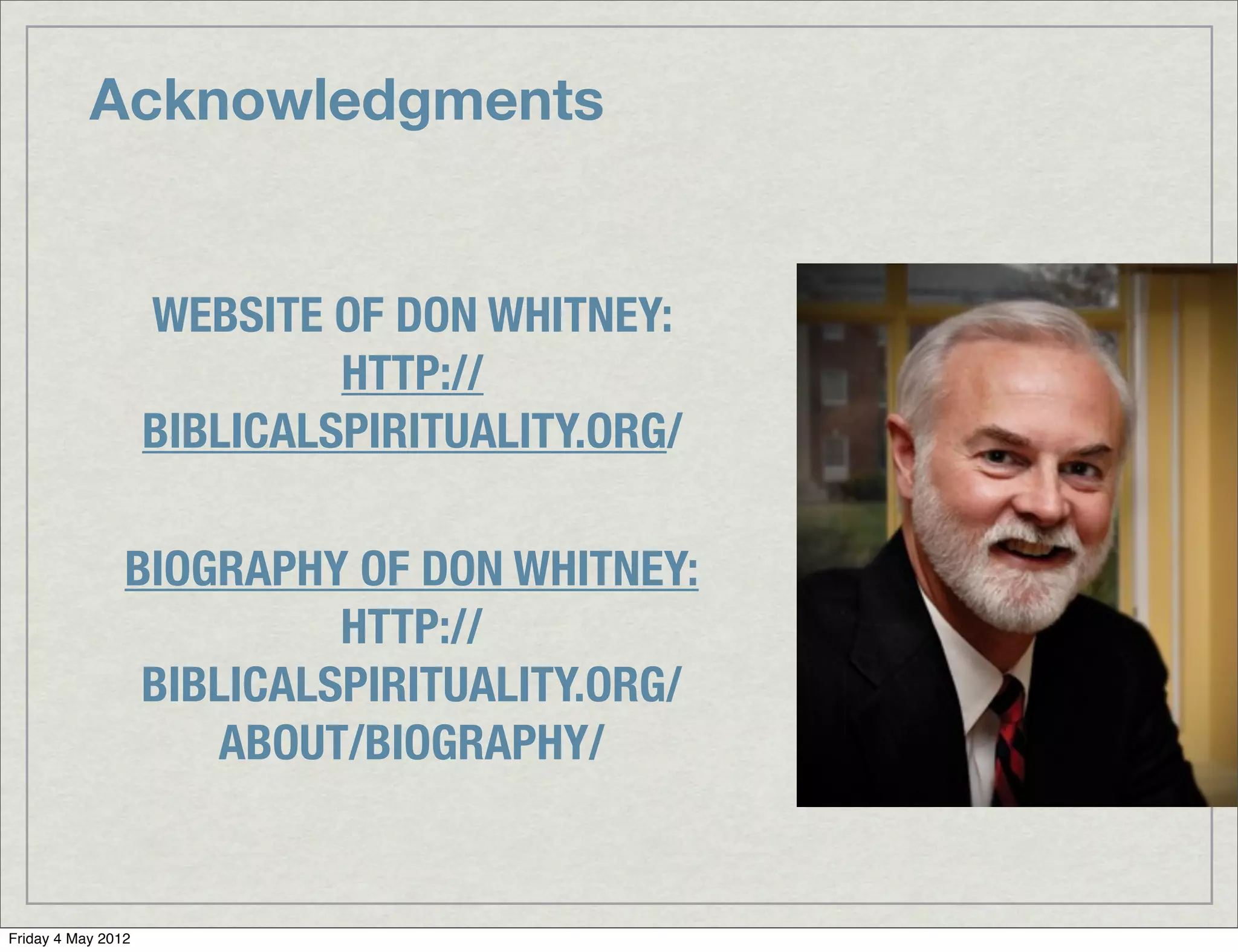 Donald Whitney, Spiritual Disciplines: Intro & chapter 1a | PDF