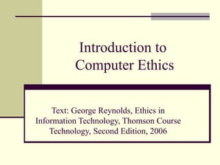 Introduction in Computer Science Ethics | PPT