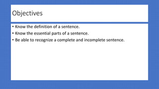 What is a Sentence? | PPTX