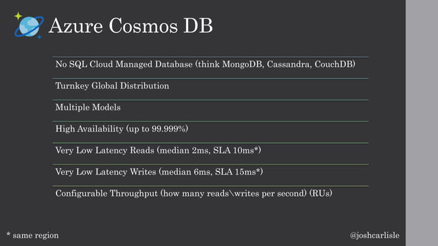 Introduction to CosmosDB - Azure Bootcamp 2018 | PPTX