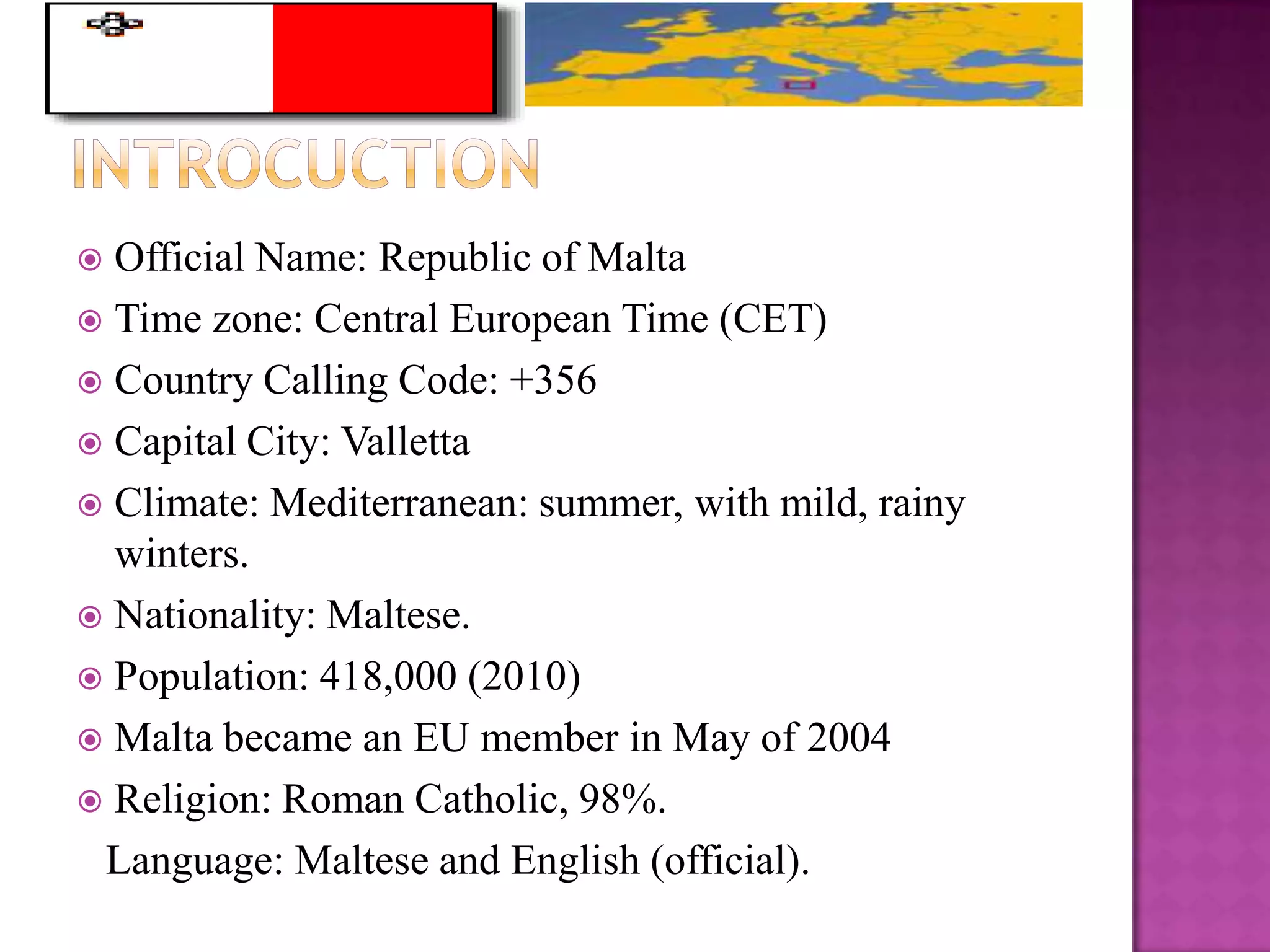 Introcuction to Malta | PPTX