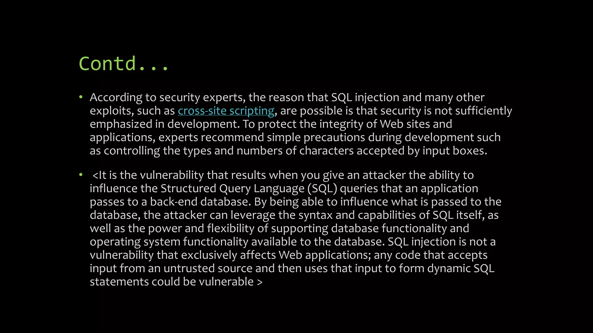 An Introduction Of Sql Injection Buffer Overflow And Wireless Attack Ppt