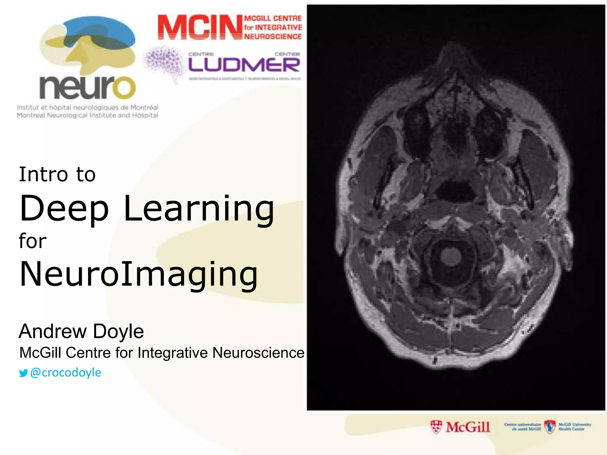 Introduction to Deep Learning for Neuroimaging | PPT