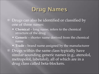 Intro drug classes | PPT