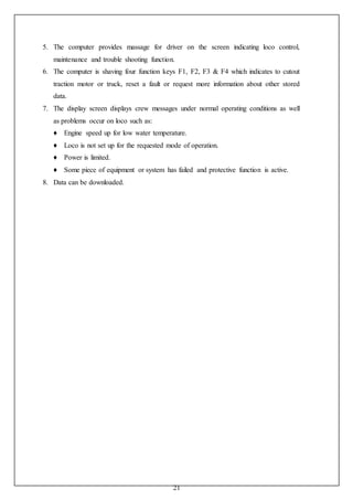 locomotive training report charbagh,lucknow for electrical engg. | DOCX