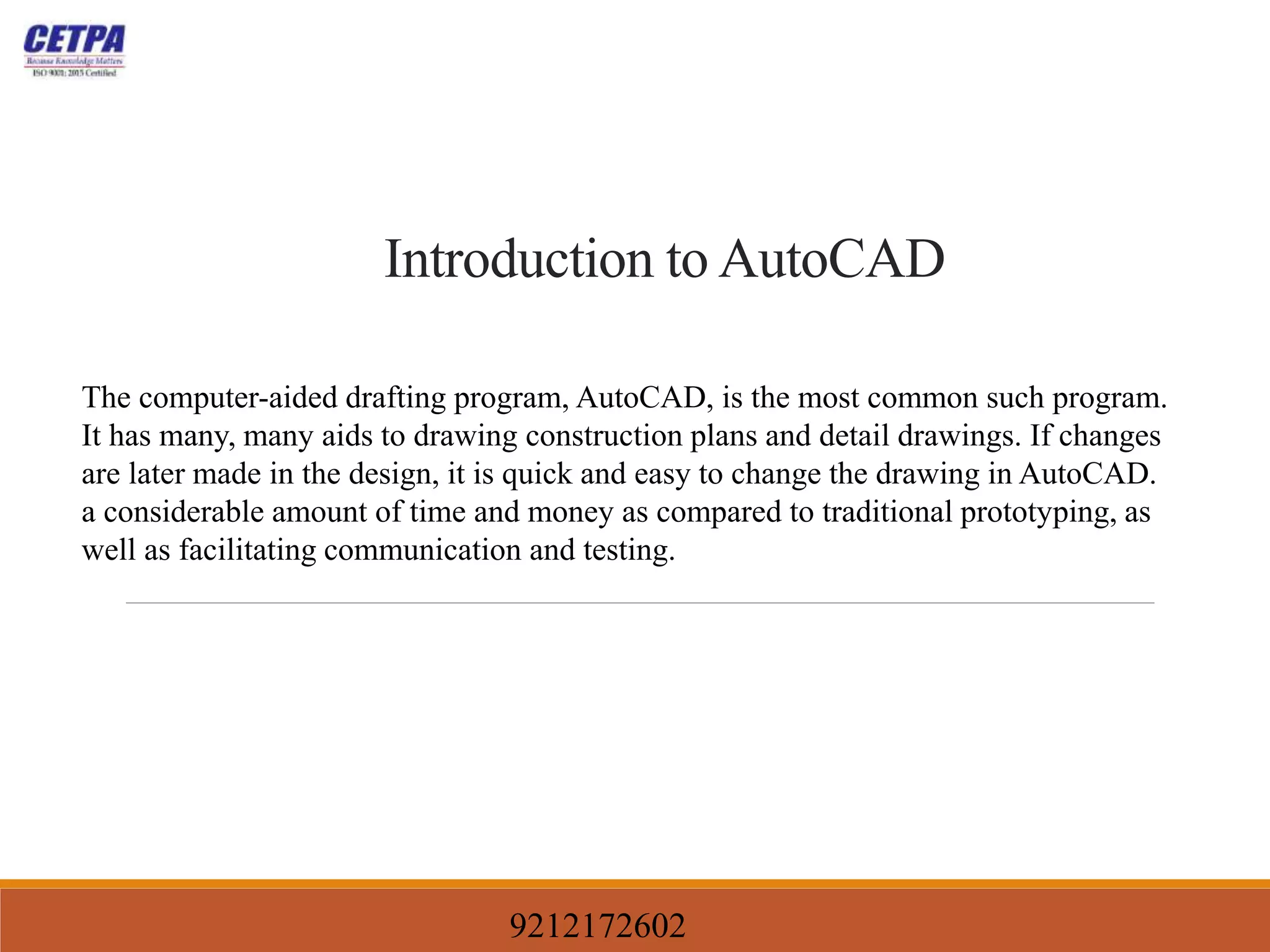 Introducation to Autocad | PPT | Operating Systems | Computer Software ...