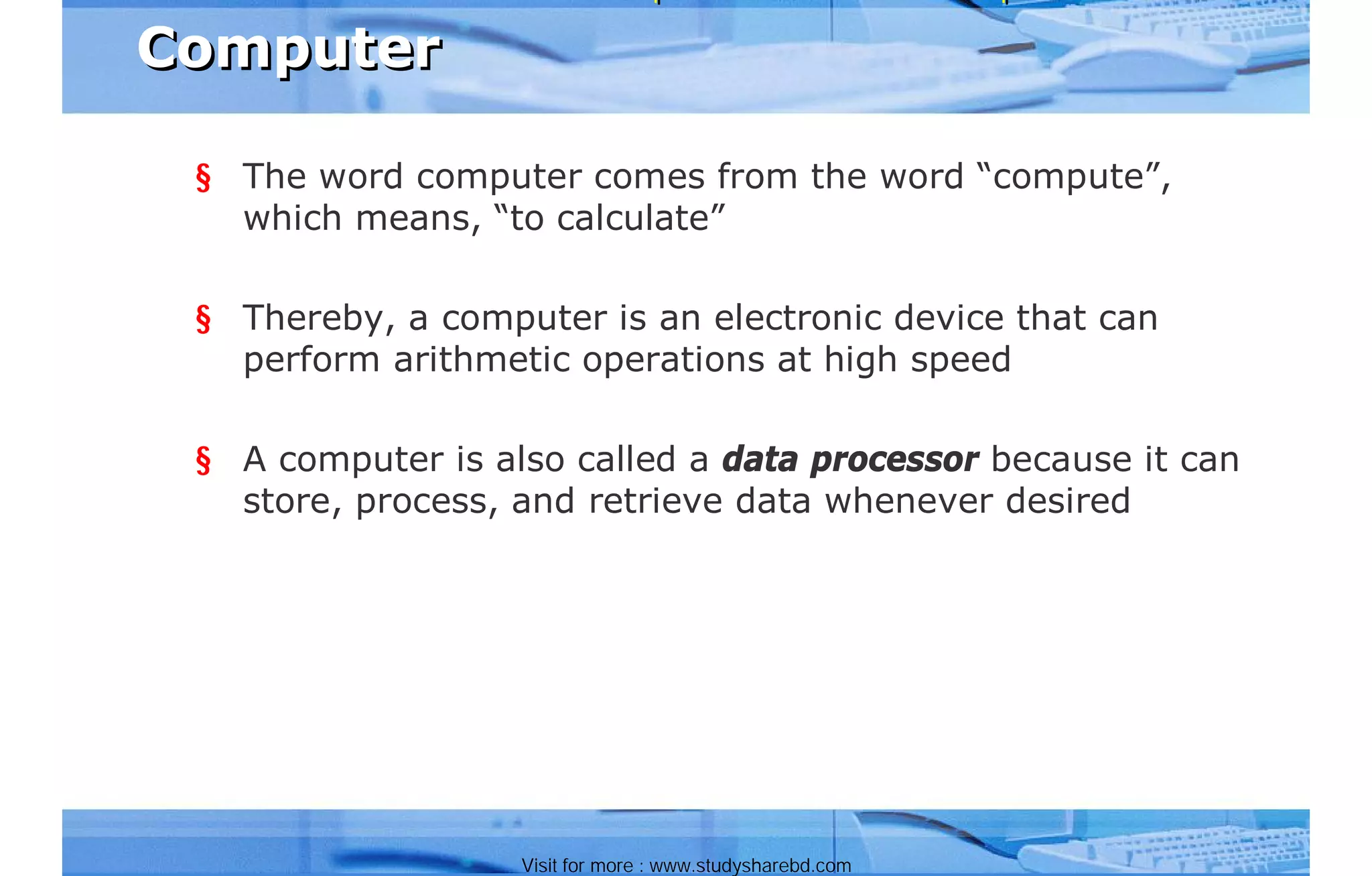 Introducation to computer [www.studysharebd.com] | PPT
