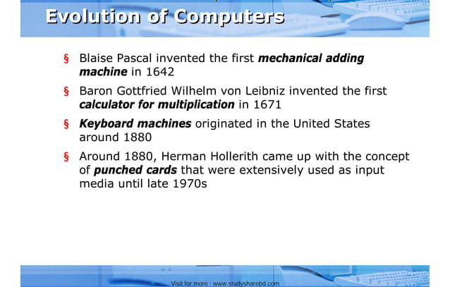 Introducation to computer [www.studysharebd.com] | PPT