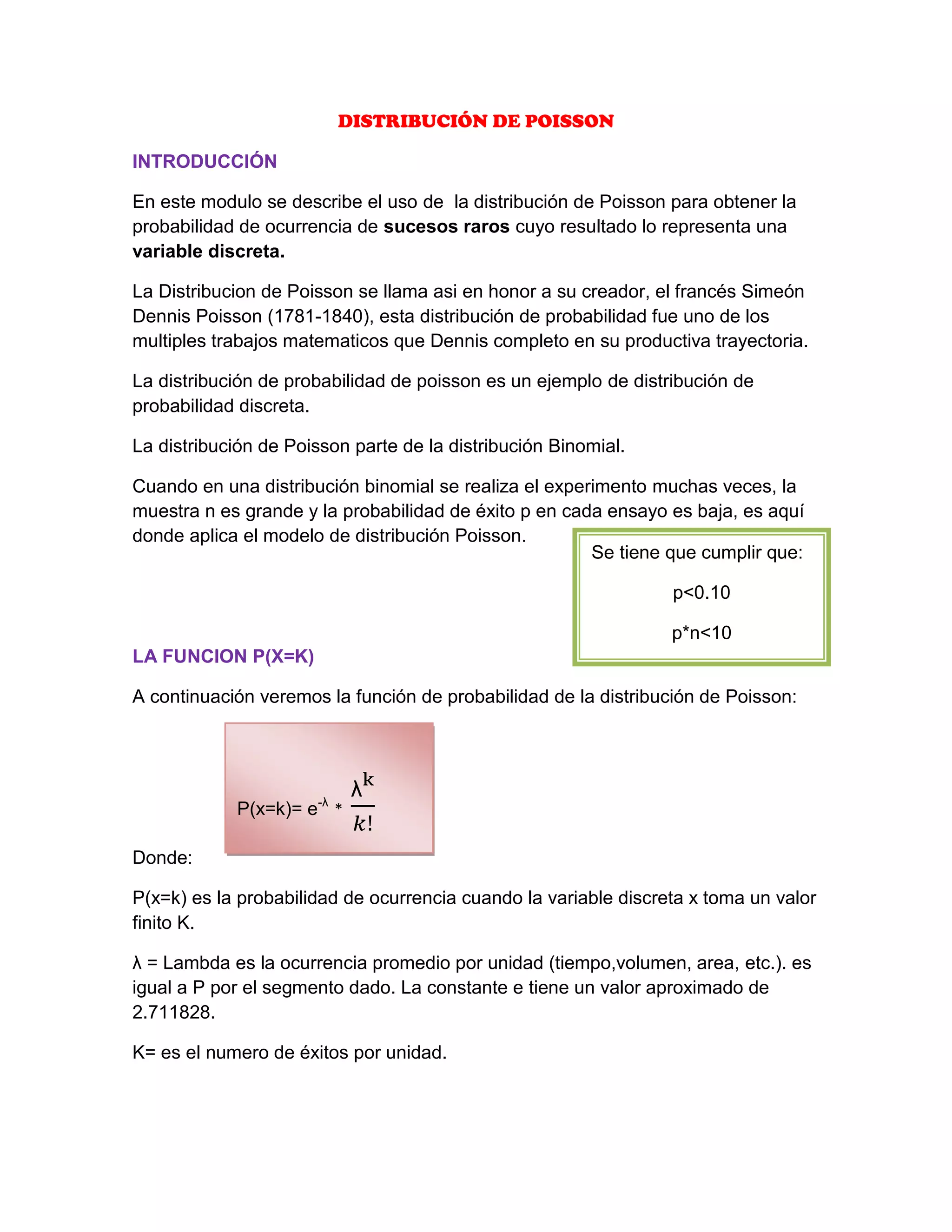 DISTRIBUCION DE POISOON | DOCX