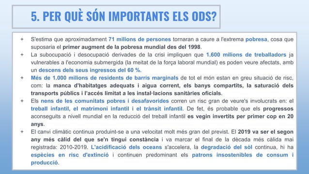 INTRODUCCIÓ ALS ODS.pptx Els objectius de desenvolupament sostenible 2030 | PPT