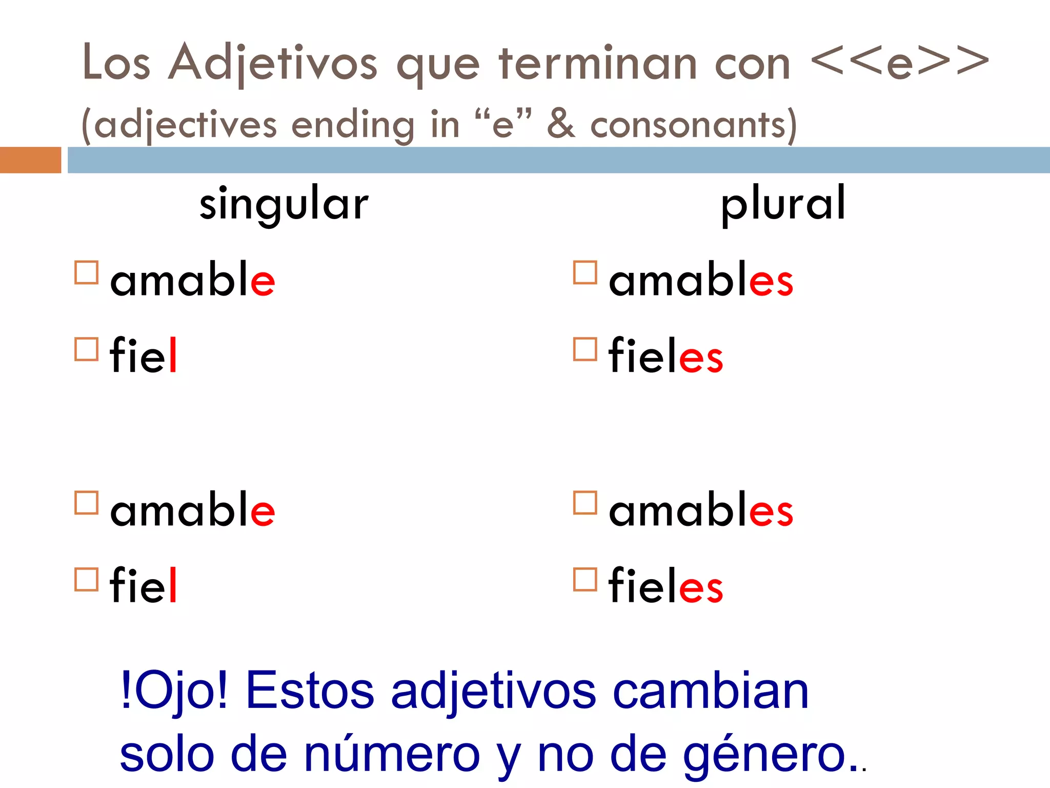 Introducción a los Adjetivos en español | PPT