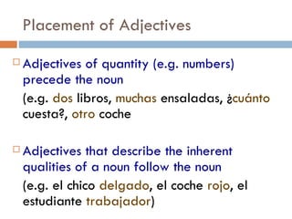 Introducción a los Adjetivos en español | PPT
