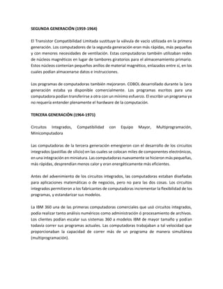 Introducción a la computadora y sus generaciones | PDF