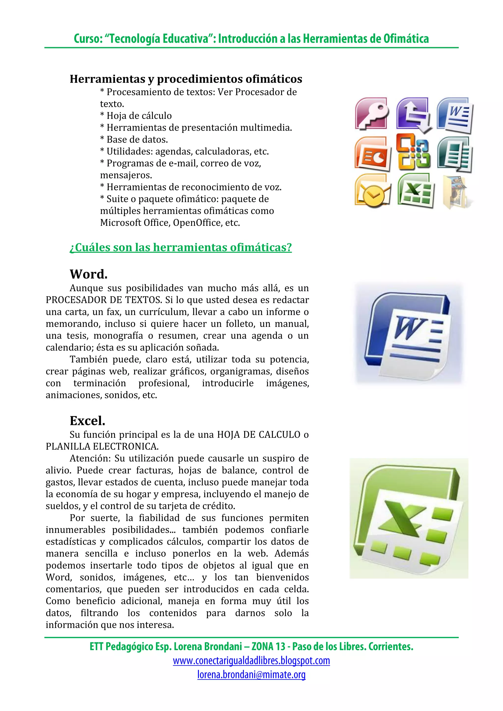 Introducción a las herramientas ofimáticas brondani lorena | PDF
