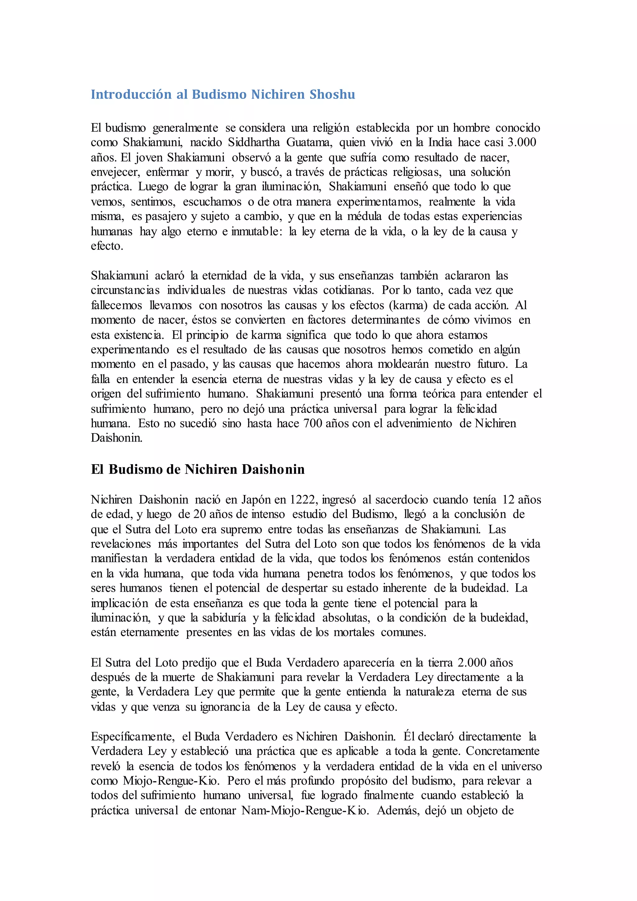 Introducción al budismo nichiren shoshu | DOCX