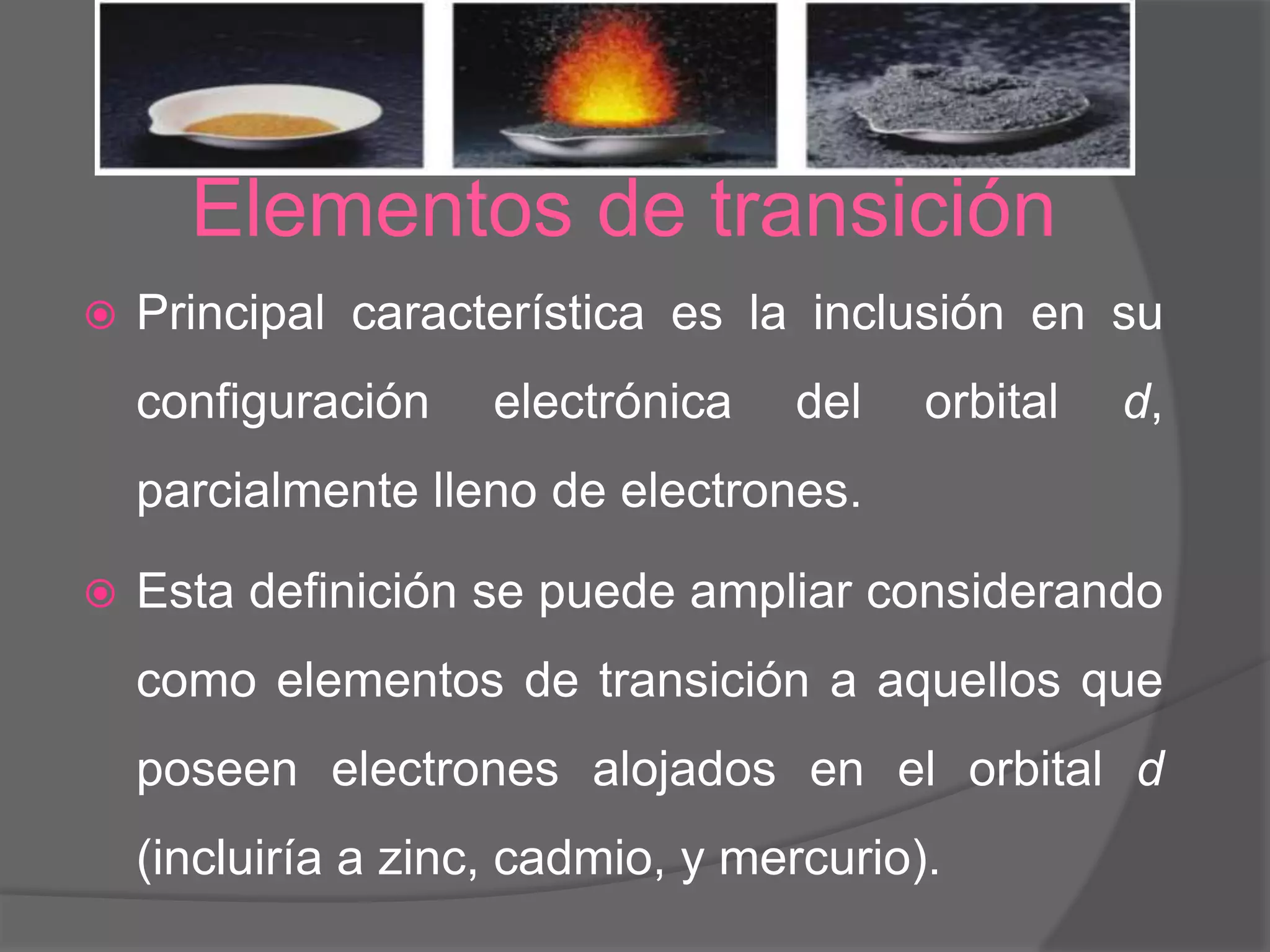 Introducción al estudio de los elementos de transición | PPT