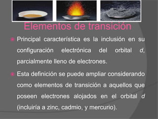 Introducción al estudio de los elementos de transición | PPTX
