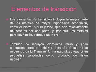 Introducción al estudio de los elementos de transición | PPTX
