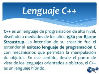 Introducción al lenguaje c++ | PPT