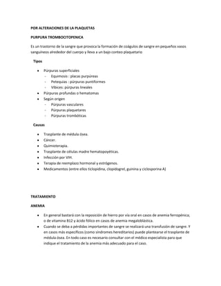 CUIDADO DEL PACIENTE CON ALTERACIONES HEMATOLÓGICAS | DOCX