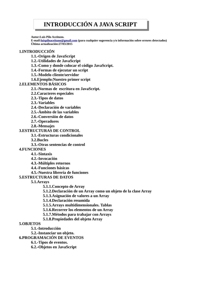 Introduccion A Java Script Pdf 