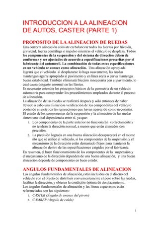 Introduccion a la alineacion de autos, caster (parte 1) | PDF
