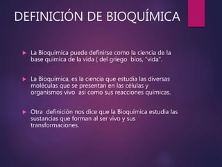 Introduccion a la bioquimica | PPTX | Biological Sciences | Science