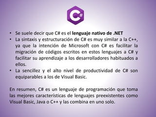 Introducción al c# | PPTX
