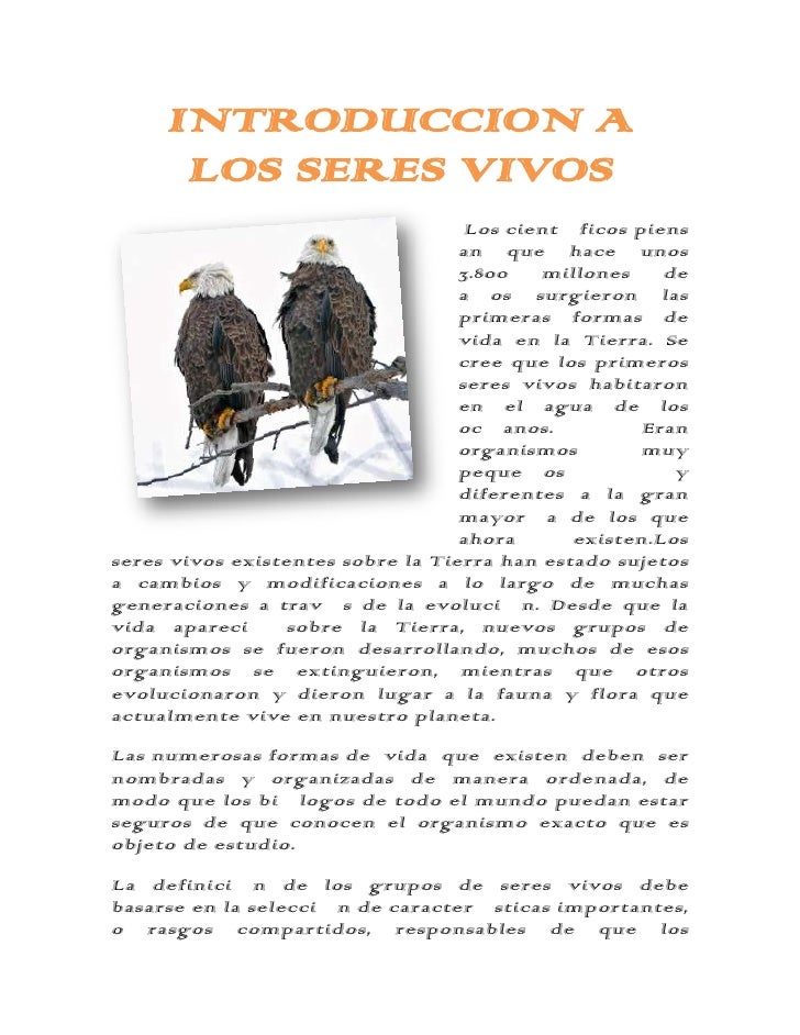 Introduccion a los seres vivos