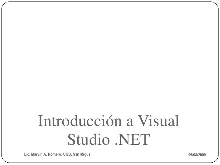 Introduccion a Visual Studio .NET