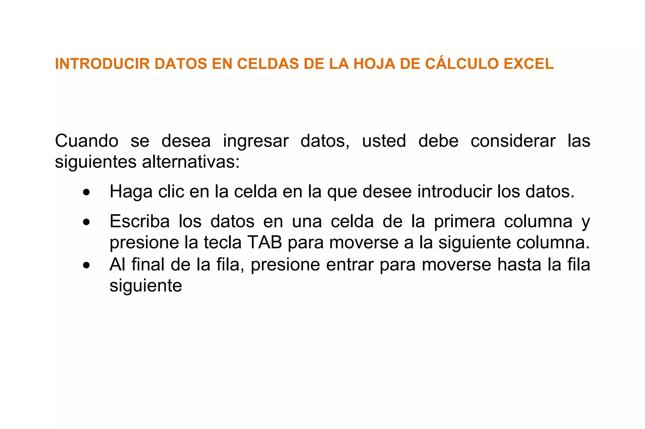 Ingreso de Datos en Excel | DOC