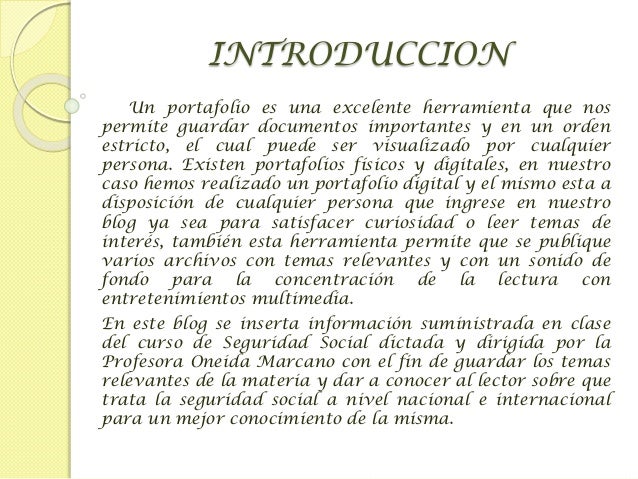 Ejemplo De Introduccion De Un Portafolio De Evidencias Ejemplo De Introduccion De Un Portafolio De Evidencias