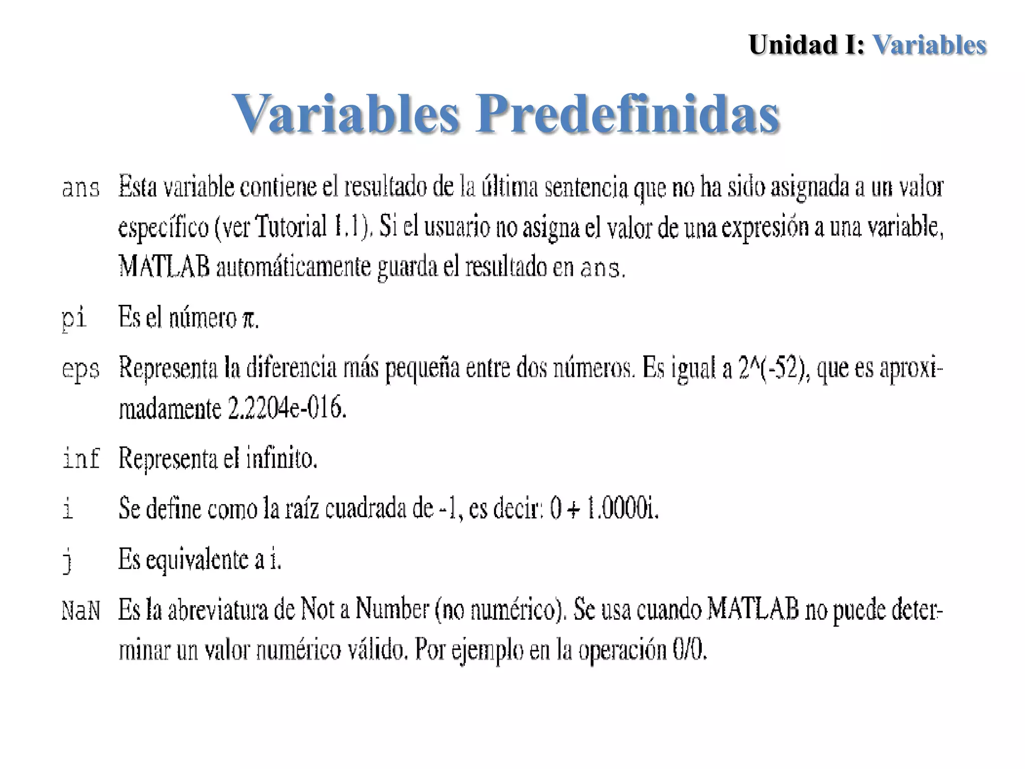 Introduccion y operaciones basicas (matlab) | PPTX | Programming Languages | Computing