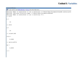 Introduccion y operaciones basicas (matlab) | PPTX | Programming Languages | Computing