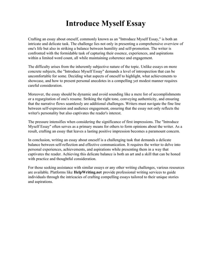 Introduce Myself Essay | PDF