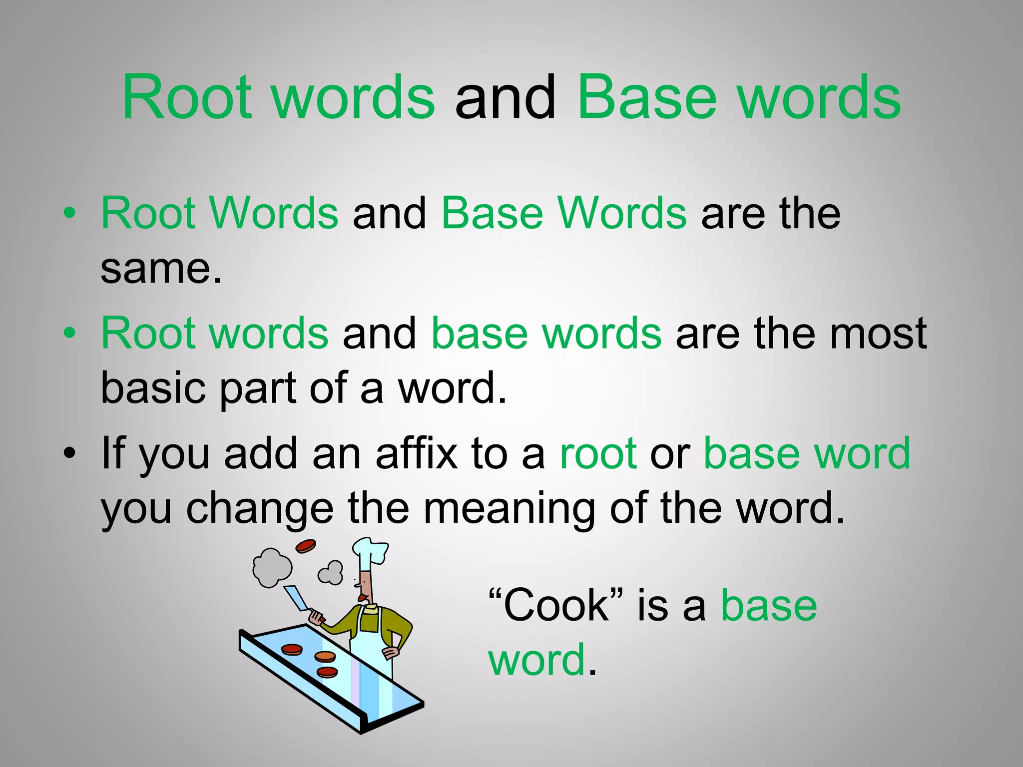 prefixes suffixes roots affixes | PPT