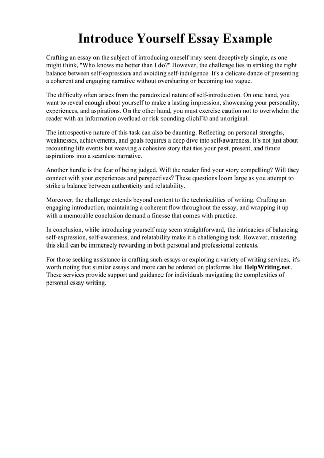 Introduce Yourself Essay Example | PDF | Poetry | Books and Literature