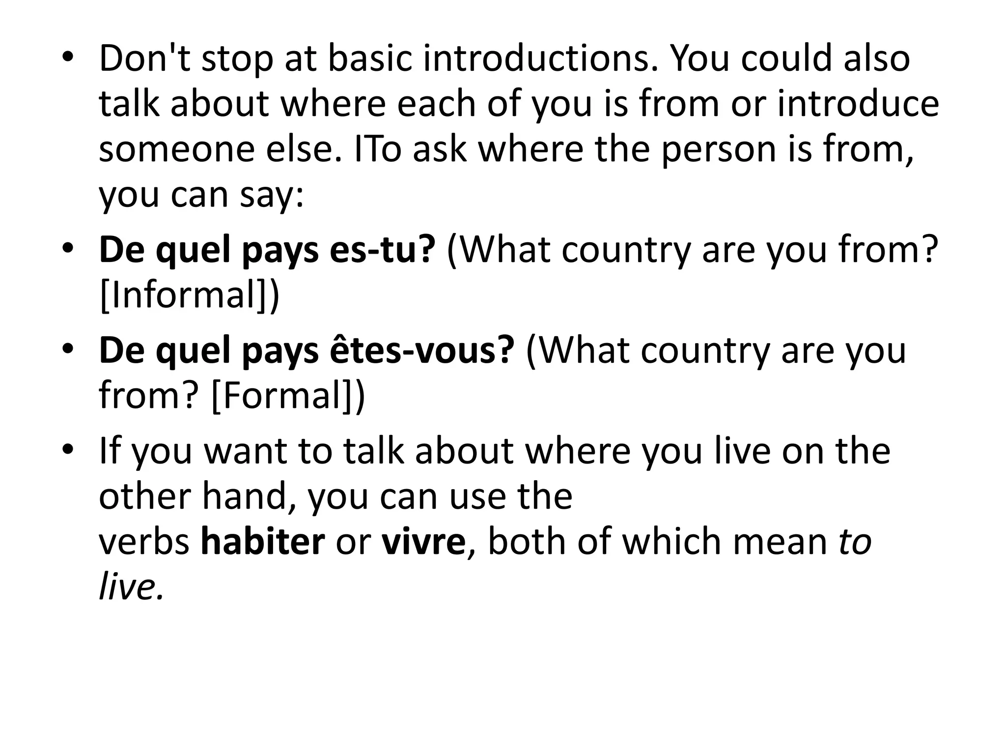 Introduce yourself in french | PPTX