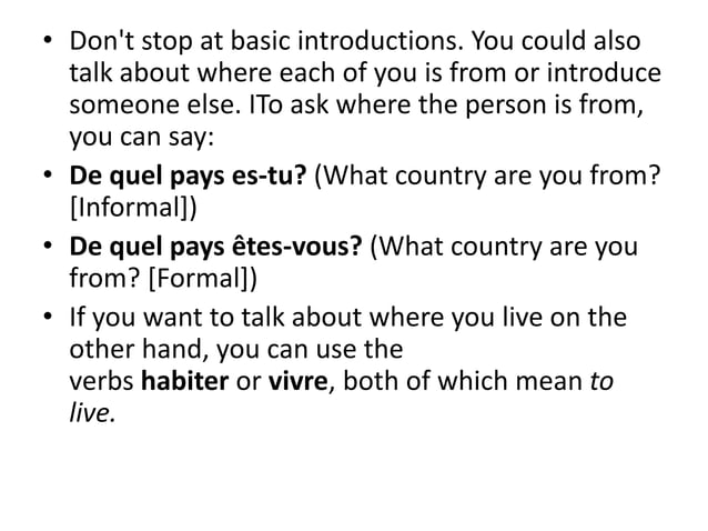 Introduce yourself in french | PPTX | Dating | Family and Relationships