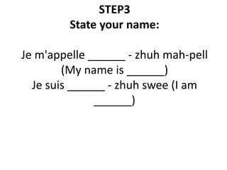 Introduce yourself in french | PPTX