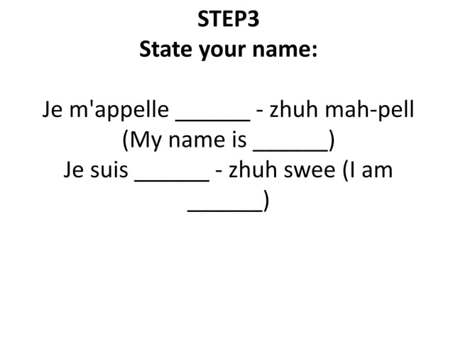 Introduce yourself in french | PPTX | Dating | Family and Relationships