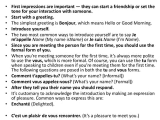 Introduce yourself in french | PPTX