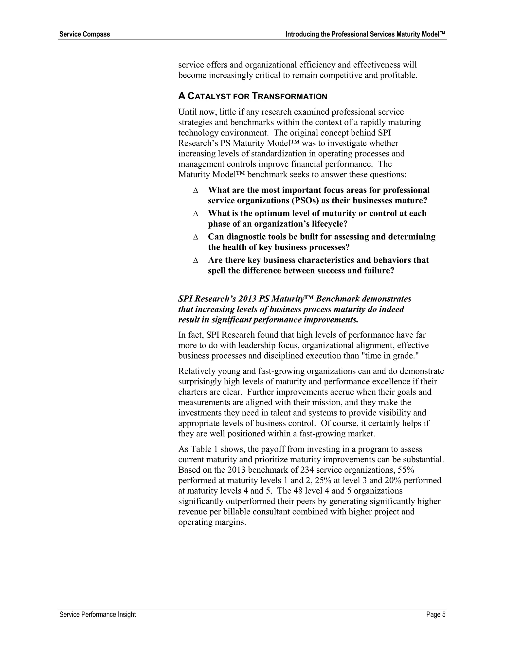 Introducing the Professional Service Maturity Model | PDF